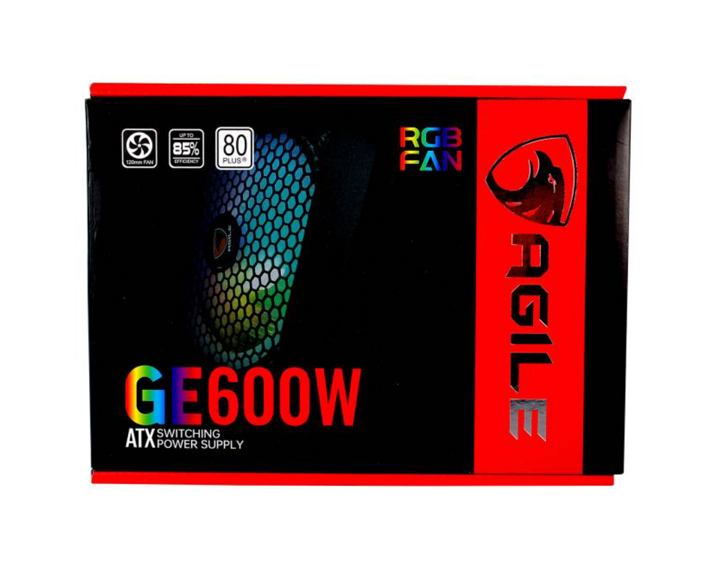 Agile GE-600 600W 80Plus (ATX) RGB Gaming Power Supply Unit – Joebz ...